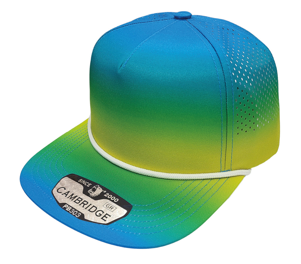 PB303GR Five Panel Rope Gradation Perforated [Aqua/Lemon] – CHOICE CAP ...
