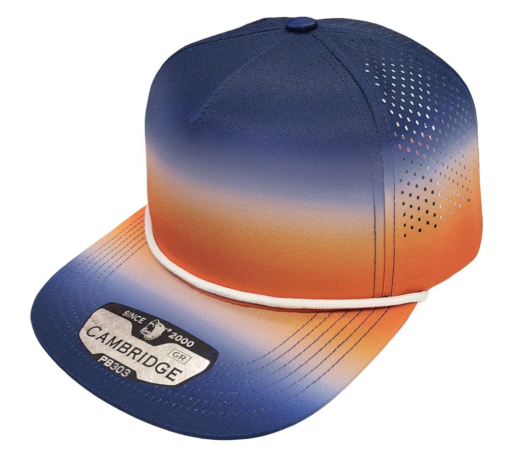 PB303GR Five Panel Rope Gradation Perforated [Navy/Orange] – CHOICE CAP ...