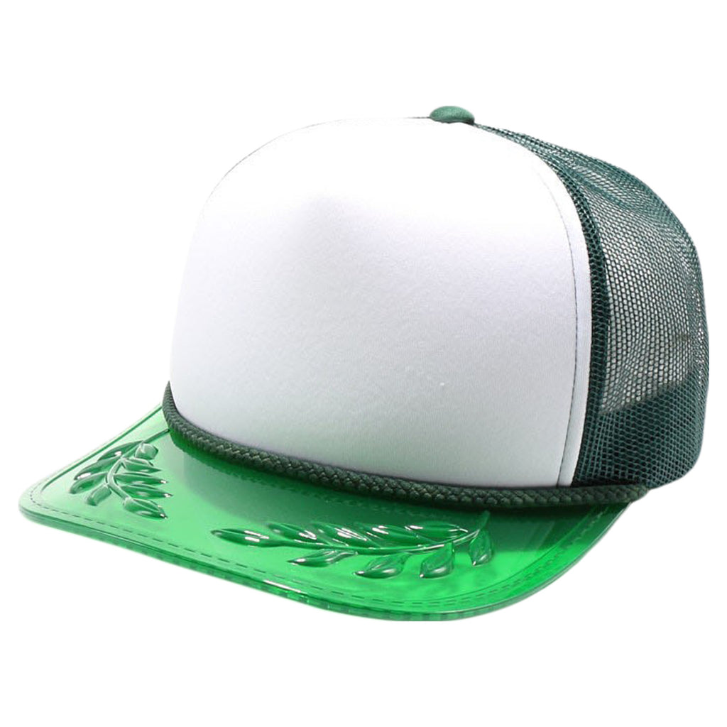 PB315 Five Panel Sponge Trucker with Transparent Bayleaf Visor [White ...